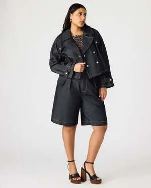 Steve Madden Sirus Denim Jacket Long Sleeve Cropped Jackets & Coats