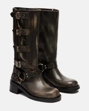 Steve Madden Rocky Knee High Boots - Brown Distressed