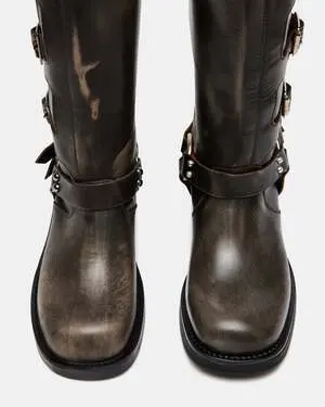 Steve Madden Rocky Knee High Boots - Brown Distressed