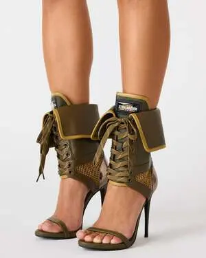 Steve Madden Casella Lace-up Stiletto Heels - Olive