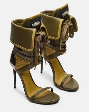 Steve Madden Casella Lace-up Stiletto Heels - Olive