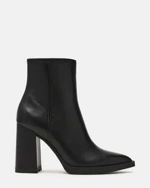 Steve Madden Harden Block Heel Booties With Pointed Toe And Zip Closure