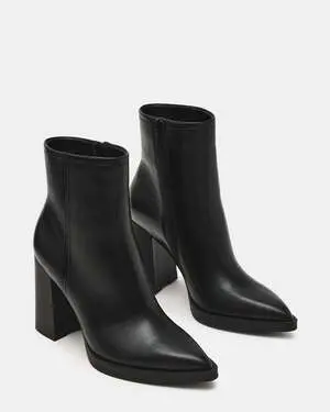 Steve Madden Harden Block Heel Booties With Pointed Toe And Zip Closure