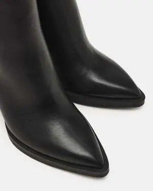 Steve Madden Harden Block Heel Booties With Pointed Toe And Zip Closure