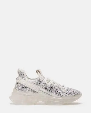 Steve Madden Maxima Rhinestones Lace-up Sneakers - White Multi