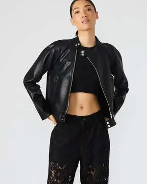 Steve Madden Jett Jacket Long Sleeve Faux Leather Jackets & Coats