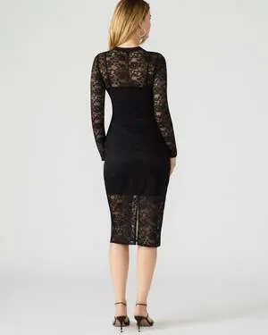 Steve Madden Hailee Lace Dress Long Sleeve Mesh Dresses