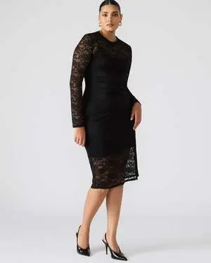Steve Madden Hailee Lace Dress Long Sleeve Mesh Dresses