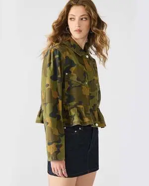 Steve Madden Sloan Jacket Camouflage Long Sleeve Button Up Jackets & Coats
