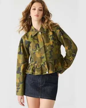 Steve Madden Sloan Jacket Camouflage Long Sleeve Button Up Jackets & Coats