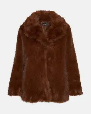 Steve Madden Kindra Coat Long Sleeve Faux Fur Jackets & Coats