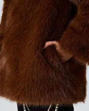 Steve Madden Kindra Coat Long Sleeve Faux Fur Jackets & Coats