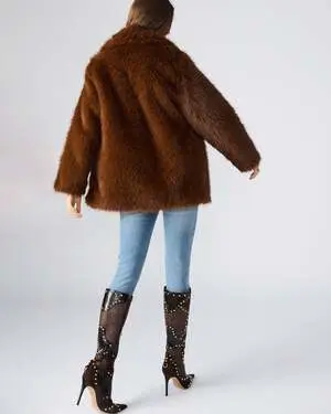 Steve Madden Kindra Coat Long Sleeve Faux Fur Jackets & Coats