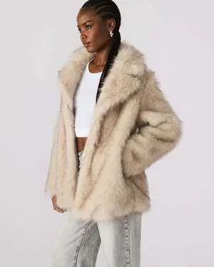 Steve Madden Faux Fur Long Sleeve Coat