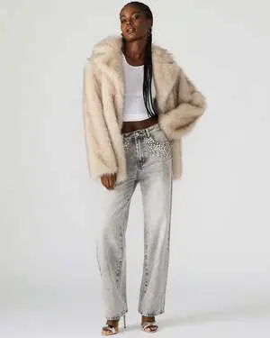 Steve Madden Faux Fur Long Sleeve Coat