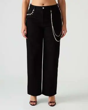 Steve Madden Embellished Wide-leg Denim Jeans