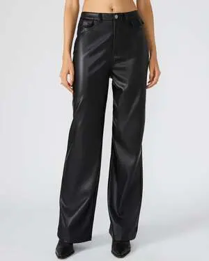 Steve Madden Geraldine Faux Leather Straight Leg Pants