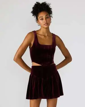Steve Madden Aryanna Top Sleeveless Cropped Tops - Wine