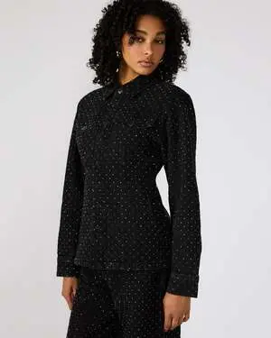 Steve Madden Parc Crystal Jacket Long Sleeve Button Up Jackets & Coats