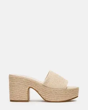 Steve Madden Trippy Raffia Mule Sandals - Natural