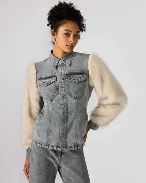 Steve Madden Parker Jacket Long Sleeve Button Up Jackets & Coats - Fog