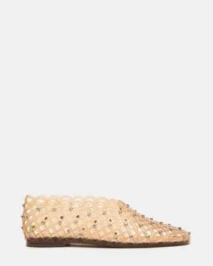 Steve Madden Grove Rhinestones Square Toe Flats - Tan