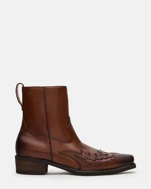 Steve Madden Santana Leather Ankle Boots - Brown