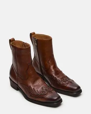 Steve Madden Santana Leather Ankle Boots - Brown