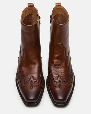 Steve Madden Santana Leather Ankle Boots - Brown