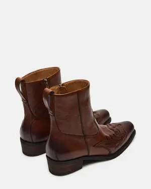 Steve Madden Santana Leather Ankle Boots - Brown