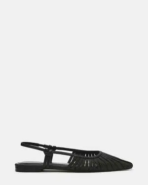 Steve Madden Alandria Pointed Toe Flats - Black Raffia