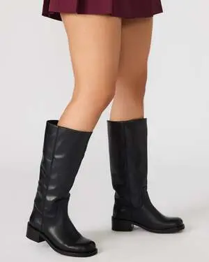 Steve Madden Riggs Leather Wide Calf Knee High Boots