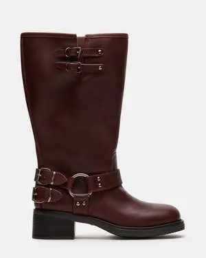 Steve Madden Astor Leather Wide Calf Knee High Boots - Brown