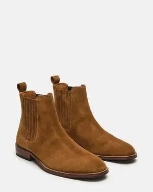 Steve Madden Ryker Suede Ankle Chelsea Boots - Cognac