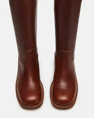 Steve Madden Riggs Leather Wide Calf Knee High Boots