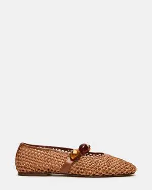 Steve Madden Poppin Raffia Mary Jane Flats With Gold Detailing