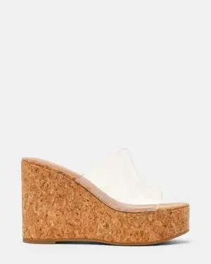Steve Madden Cassi Cork Mule Sandals - Clear