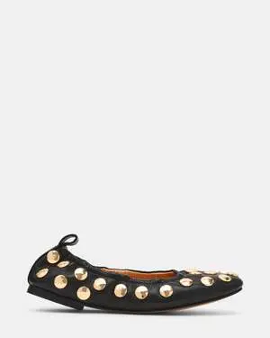 Steve Madden Lanta Gold Detail Flats - Black