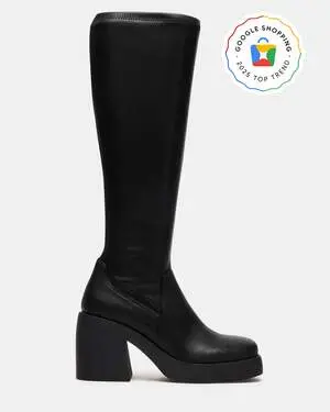 Steve Madden Berkleigh Wide Calf Block Heel Boots - Black