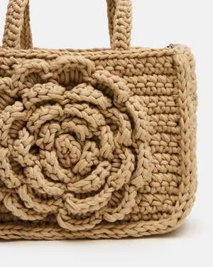 Steve Madden Crochet Flower Mini Top Handle Bag