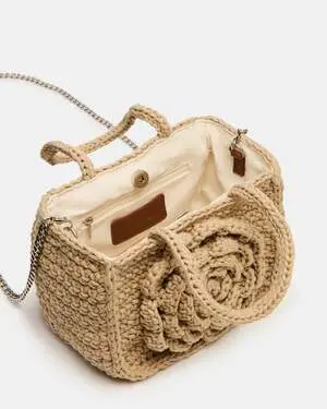 Steve Madden Crochet Flower Mini Top Handle Bag