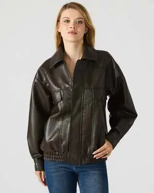 Steve Madden Henson Jacket Long Sleeve Faux Leather Jackets & Coats - Coco