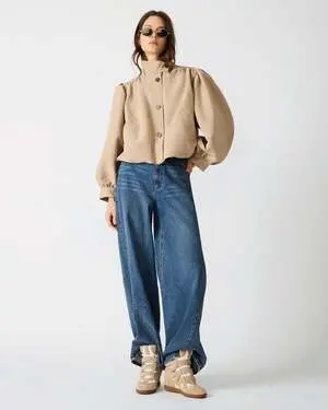 Steve Madden Deedee Jacket Long Sleeve Button Up Jackets & Coats - Tan