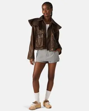 Steve Madden Varvara Jacket Long Sleeve Faux Leather Jackets & Coats