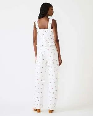 Steve Madden Fiorella Top Embroidered Floral Peplum - Antique