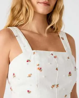 Steve Madden Fiorella Top Embroidered Floral Peplum - Antique