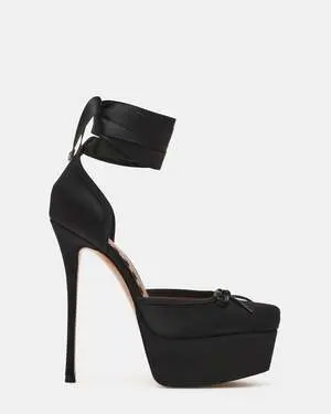 Steve Madden Listen Strappy Heels - Black Satin