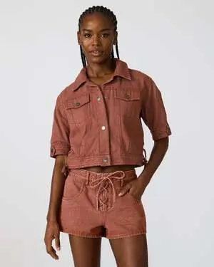 Steve Madden Blu Jacket Short Sleeve Button Up Jackets & Coats