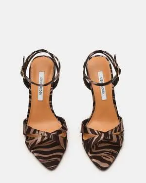 Steve Madden Sorynn Zebra/brown Gold Detail Heels