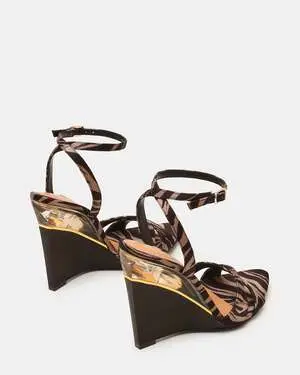 Steve Madden Sorynn Zebra/brown Gold Detail Heels